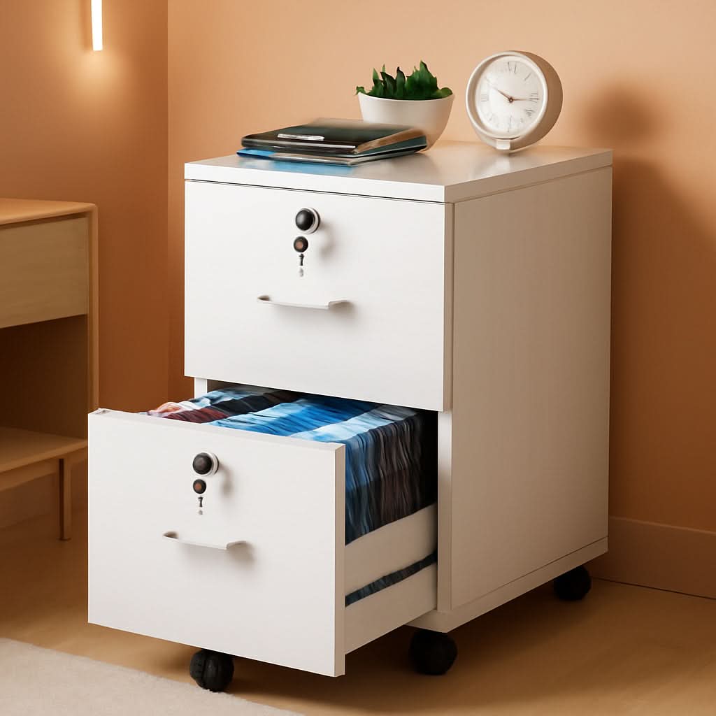 2 Drawer Locking File Cabinet For Letter Size Folders With Tabs, Mobil
