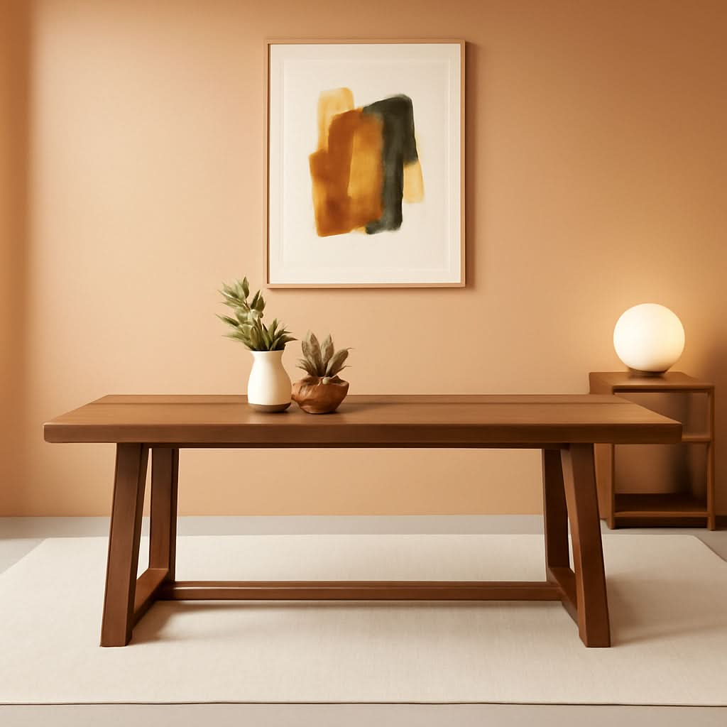 72 Inch Farmhouse Dining Table Solid Wood Rustic Kitchen Table Pecan W