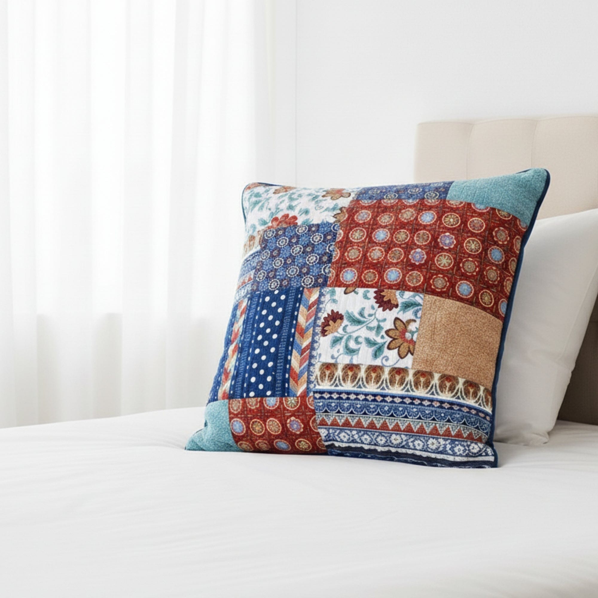 DaDa Bedding Bohemian Vibes Patchwork Floral Euro Pillow Sham Cover, 2