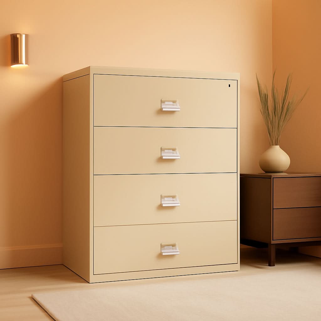 Lateral 4 Drawer Fire Safe File Cabinet With Key Lock 1 Hour Fire Rate