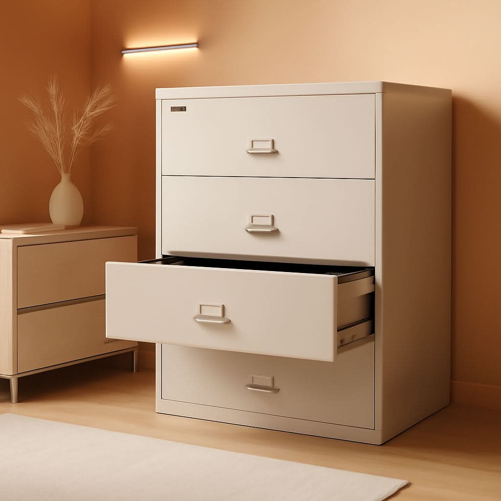 Lateral 4 Drawer Fire Safe File Cabinet With Lock 1 Hour Fire Rated Pl