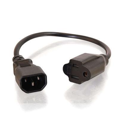 C2G 1Ft 18 Awg Monitor Power Adapter Cable Black 0.30 M C14 3147